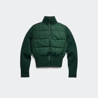 Canada Goose HyBridge Strickjacke mit breiter Steppung und farblich abgestimmtem Logo (Weiblich, Glade Green, M)
