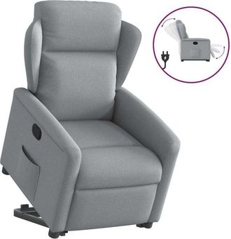 vidaXL Relaxsessel mit Aufstehhilfe Hellgrau Stoff - Vidaxl