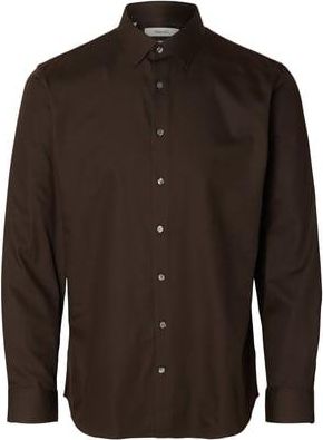 Selected Chemise slim en coton biologique m&eacute;lang&eacute;