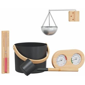 vidaXL Sauna Zubeh&ouml;r Set 5 pcs Schwarz vidaXL