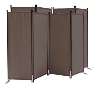 Quick-Star 2 St&uuml;ck Paravent 4 Teilig 165 x 220 cm Beigegrau - Garten & Balkon Sichtschutz Stellwand Innen & Au&szlig;en - Raumteiler Trennwand Faltbar Blickdicht &