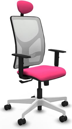 Piqueras y Crespo B&uuml;rostuhl mit 1D-Armlehnen, h&ouml;henverstellbarer Lendenwirbelst&uuml;tze und festem Kopfteil, ausgestattet mit Sincro 3 Positionen und Schneideschaum, Wei&szlig;/R