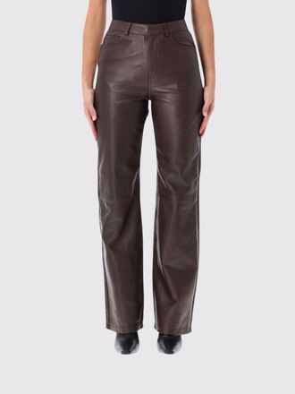 Rotate Weit geschnittene High-Waist-Hose von aus Lammleder