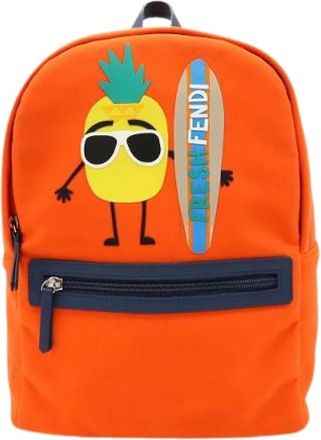 Fendi unisex, Pre-owned, Orange, Taille: ONE Size Pre-owned Sac &agrave; dos Ananas en N&eacute;opr&egrave;ne et Cuir