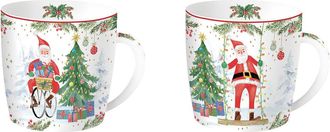 Easy Life Ensemble de 2 tasses 350 ml en porcelaine dans une boîte cadeau JOYFUL SANTA
