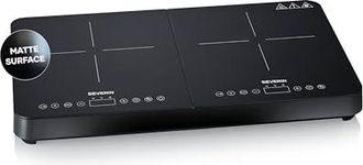 Severin Severin Induktionskochfeld, 2 Platten, 10 Leistungsstufen, Temperaturbereich 60-240&deg;C, Touch-Display, matte Kochplatten, weniger kratzanf&auml;llig, Glaske