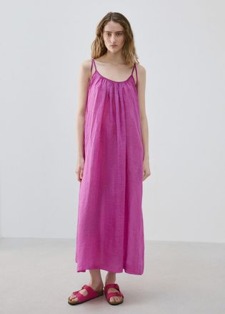 Mango Chemise de nuit 100 % ramie effet overdyed fuchsia - Femme - S - MANGO