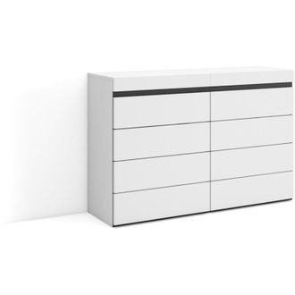 Skraut Home Kommode mit Schubladen, Aufbewahrungsschrank, 114x75x35 cm, F&uuml;r Schlafzimmer, Zimmer, Sideboard, Schrank, Moderner Stil, Wei&szlig; und Schwarz - Skraut