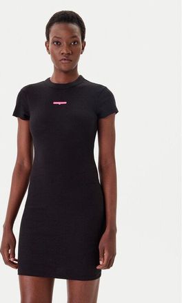 Tommy Jeans Kleid für den Alltag Script DW0DW21186 Schwarz Slim Fit