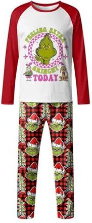 Generic Le Grinch Pyjama Noel Famille De Grinch Enfant Ensembles Adulte Vetement Hiver Chaud Et Doux Garcon The Noël Homme Coton Assorti Deguisement Costume P