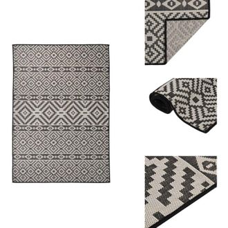 vidaXL Outdoor-Teppich Flachgewebe 140x200 cm Schwarz Gestreift - Outdoor-Teppich - Outdoor-Teppiche - Teppich - Teppich Flachgewebe