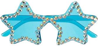 Kesyoo Lunettes de soleil sans monture en forme d&eacute;toile couleur bleu lac style festival et f&ecirc;te Lunettes de soleil modernes pour femme et homme Accessoire am