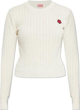 Kenzo Femme, Pulls, Beige, Taille: 38 FR Pull Brod&eacute; &agrave; Patch