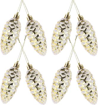 Valiclud 10 St&uuml;ck Weihnachtsbaumschmuck Tannenzapfen Deko Anh&auml;nger Goldfarben Kunststoff Leicht zum Aufh&auml;ngen f&uuml;r Weihnachtsfeier und Festtagsdekoration