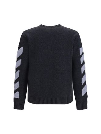 Off-white Mens Diag Fuzzy Crewneck Sweater Antracite Wool Ovis Aries; Polyamide
