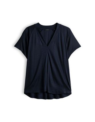 OPUS Kurzarmshirt mit V-Ausschnitt Kellerfalte im R&uuml;cken als feminines Detail