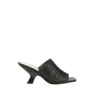 Twinset Geflochtene Ledersandalen mit Keilabsatz - - Shoes - Damen - Schwarzk - 40 EU