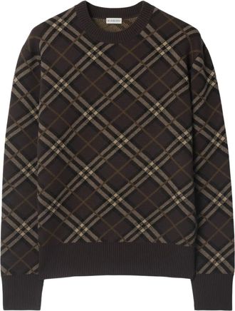 Burberry pull en cachemire mélangé à carreaux - Marron