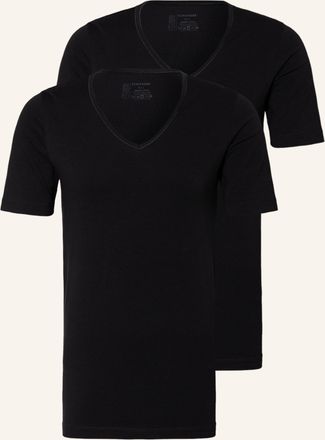 Schiesser 2er-Pack V-Shirts 95/5 schwarz
