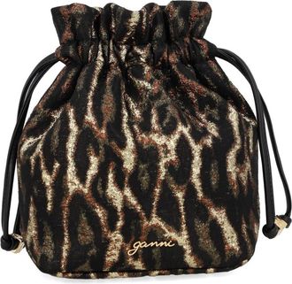 Ganni Womens Bucket Bag Bronze Recycled Polyester Handbags Hand