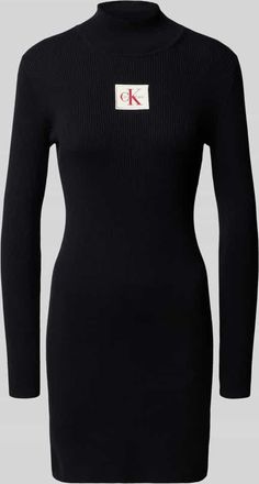 Calvin Klein Jeans Minikleid mit Logo-Patch in Strick-Optik