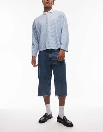 Levi's Bermuda baggy 3/4 en jean - Bleu fonc&eacute; d&eacute;lav&eacute;-Bleu marine