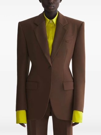MUGLER blazer bicolore &agrave; &eacute;paules structur&eacute;es - Marron