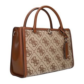 Guess Audrey Logo Girlfriend Satchel - - Bags - Damen - Beige - ONE SIZE