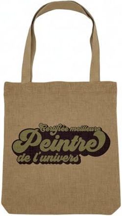 Fabulous Sac Shopping Tote Bag Aspect Lin - Certifi&eacute;e meilleure Peintre de lunivers Art Artiste Tableau - Sac de Courses Toile Epaisse 360g Beige Naturel Cabas