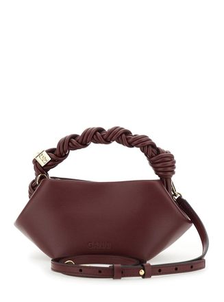 Ganni Womens Handbag Bou Mini Bordeaux Leather Red Recycled Handbags Hand Bags