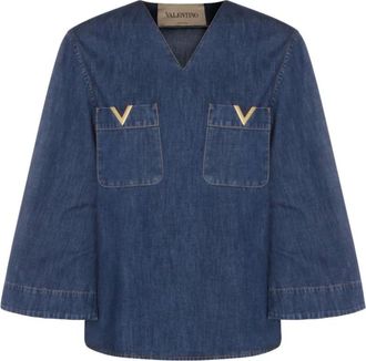 Valentino Garavani Femme, Blouses et Chemises, Bleu, Taille: 36 FR Vgold Top