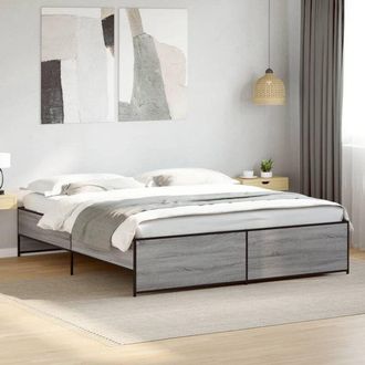 vidaXL Bettgestell Grau Sonoma 180x200 cm Holzwerkstoff und Metall Vidaxl