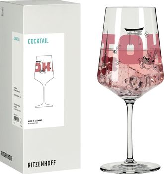Ritzenhoff 8096009 Cocktail-Glas 500 ml, Serie Entdecker, mit Tokio Schriftzug, Rot, Schwarz - Made in Germany