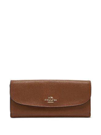 Coach portefeuille pre-owned en cuir Saffiano à rabat - Marron