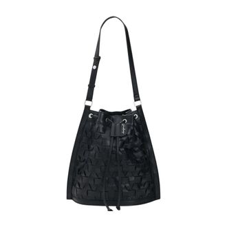 Desigual Rucksack mit Kordelzug in Weboptik - - Bags - Damen - Schwarzk - ONE SIZE