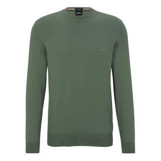 HUGO BOSS Baumwollpullover mit Rundhalsausschnitt - - Knitwear - Herren - Gr&uuml;n - L