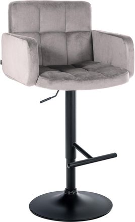 Clp Barhocker Los Angeles Samt | Höhenverstellbarer Barstuhl Mit Drehbarem Sitz | Bistrohocker Mit Metallgestell Und Fußstütze, Farbe:grau, Gestell Farbe: