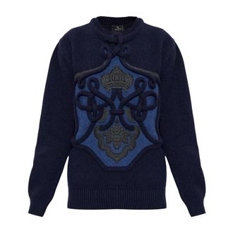 Etro Wollpullover mit Stickerei - - Knitwear - Damen - Blau - XS