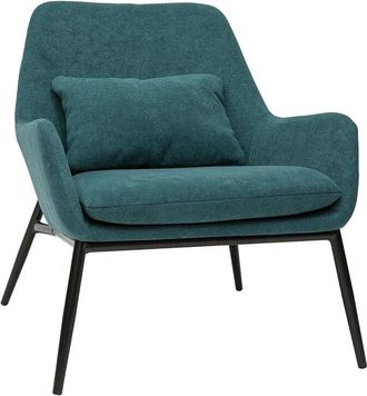 Miliboo Miliboo - Fauteuil design en tissu effet velours bleu canard et métal noir maxine