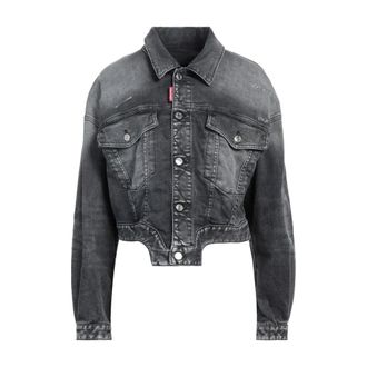 Dsquared2 Black Rose Wash Denim Jacke - - Jackets - Damen - Schwarzk - S