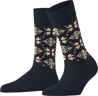 Esprit Damen Winter Star W So Baumwolle Wolle Gemustert Socken, Blau Space Blue 6116, 35-38