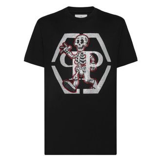 Philipp Plein T-Shirt Rundhals Skeleton - - Tops - Herren - Schwarzk - 3XL