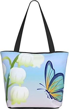 AOOEDM Sac shopping pour femme avec fleurs et papillons 33 x 28 x 19 cm. Le cadeau parfait pour la Saint-Valentin. Cest de la Saint-Valentin pour maman, fill