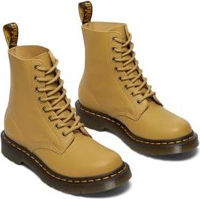 Dr. Martens Bottines &agrave; lacets pour femme - Jaune pastel - En cuir lisse - Pointure 37, moutarde, 37 EU