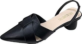 Generic Sandales plates en cuir pour femme - Chaussures dété à bout pointu - Sandales romaines - Aspect cuir verni - Sandales dété légères - Sexy - Slingback,