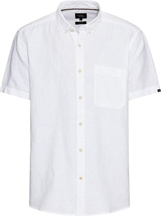 Camel Active Herren Kurzarmhemd aus einem Baumwoll-Leinenmix Weiß, Menswear-XXL