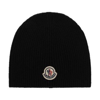 Moncler Wollm&uuml;tze mit Logo-Patch - - Accessories - Herren - Schwarzk - ONE SIZE