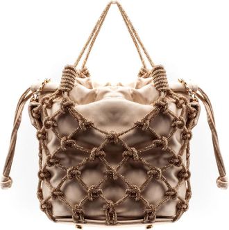 PHO Firenze Femme, Sacs, Jaune, Taille: ONE Size Woven Mesh Bucket Bag