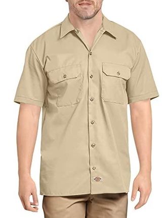 Dickies Short Sleeve Work Shirt-P Chemise Longue à Bouton dutilité Professionnelle, Sable du désert V1, XL Homme