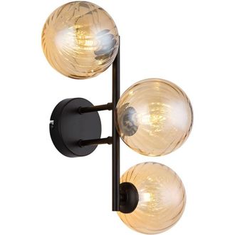 Globo Lighting Wandleuchte Wandlampe Flurlampe Glaskugel Wohnzimmerlampe amber 3 flammig h 25cn